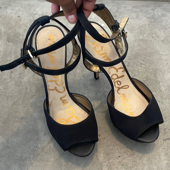 Sam Edelman | Shoes | Sam Edelman Strappy Black Platform Heels | Poshmark